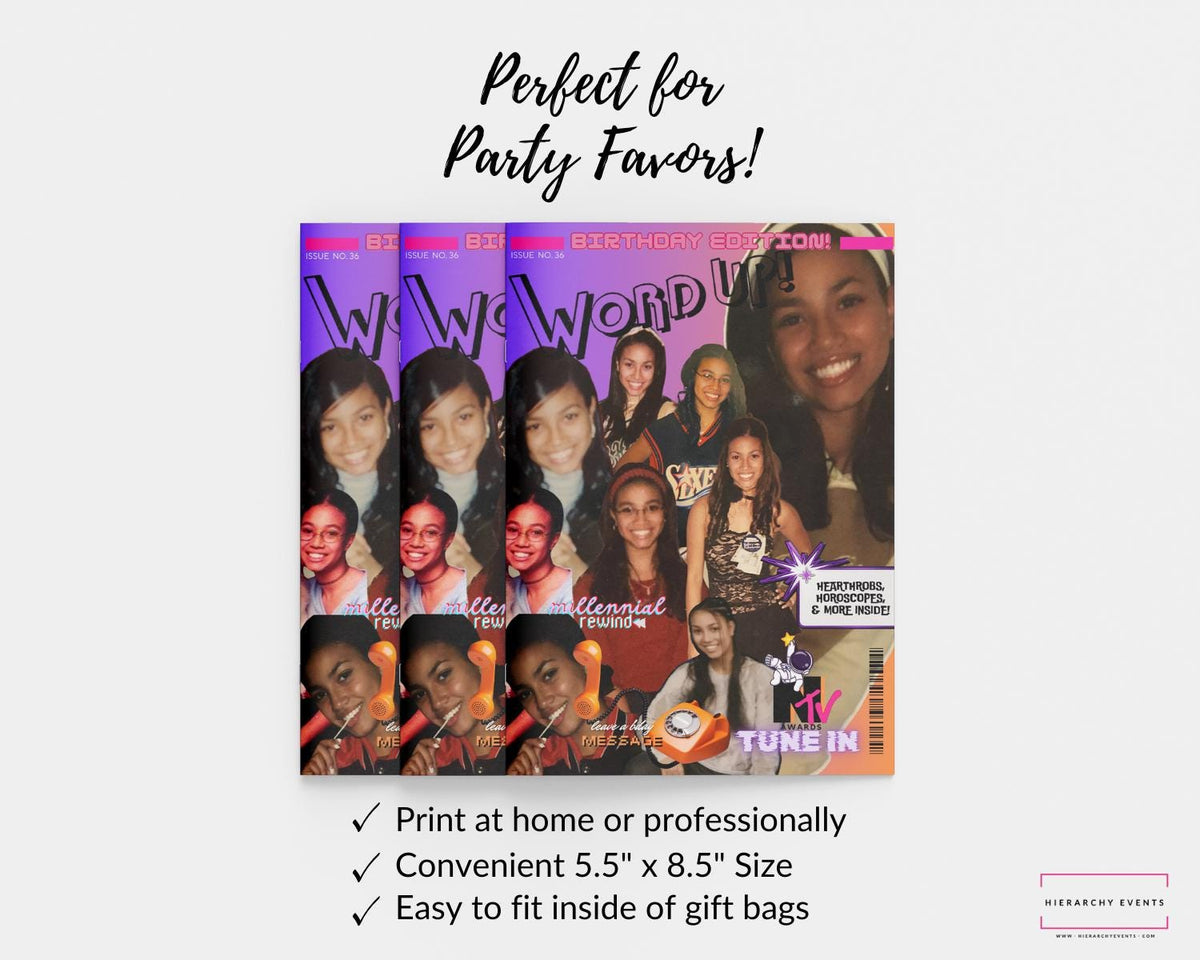 Y2K Millennial 2000s Birthday Party Magazine Template, Canva Magazine ...